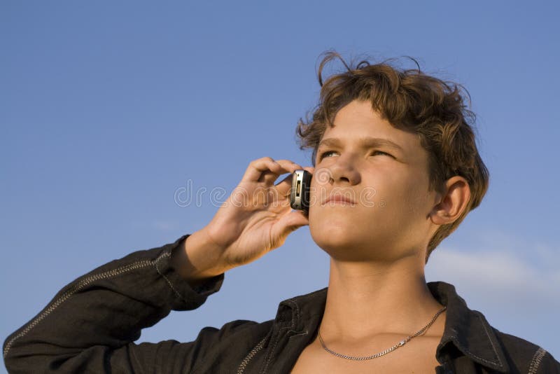 Young Person with Telephone Stock Image - Image of small, male: 2933631