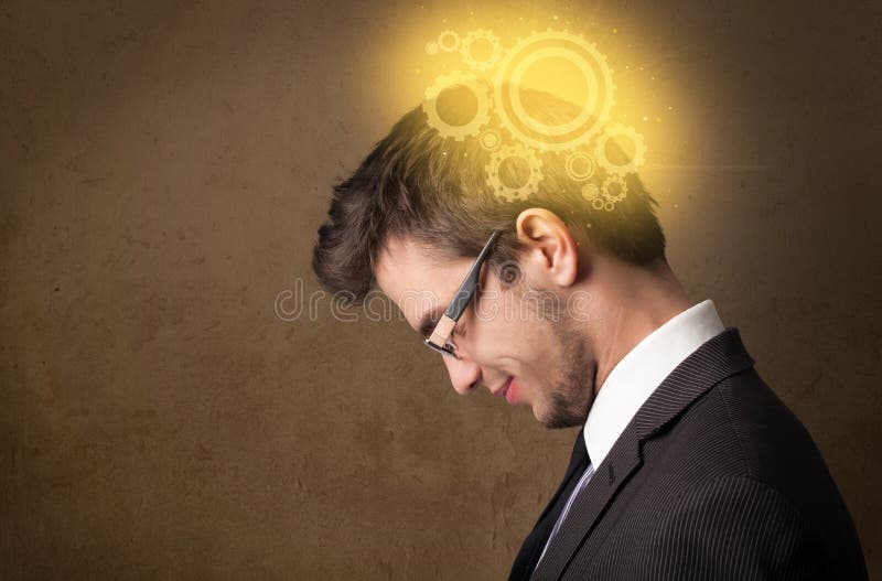 Young Person Thinking with a Machine Head Illustration Stock ...