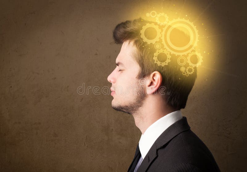 Young Person Thinking with a Machine Head Illustration Stock Image ...