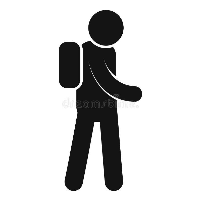 Young Person Walking and Carrying a Backpack Icon Stock Vector ...