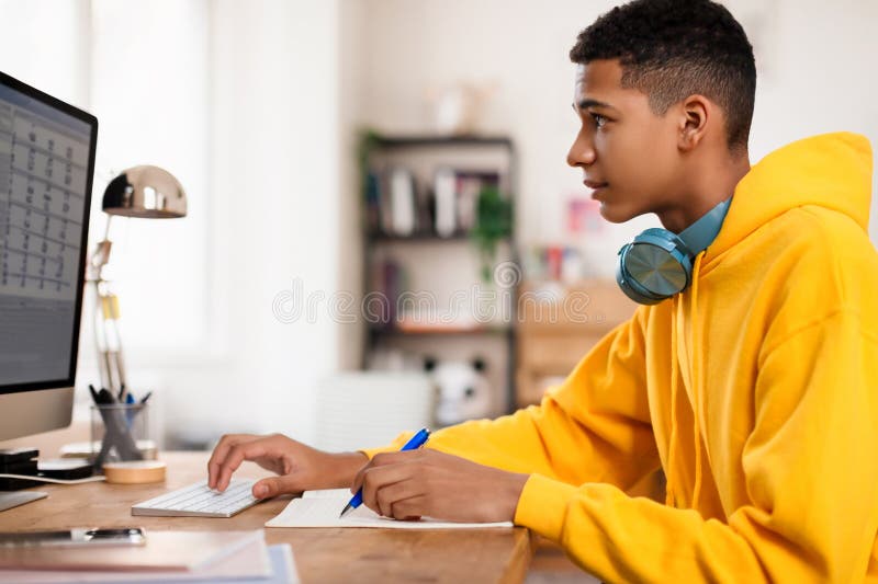 Young Person Working on Desktop Computer Stock Photo - Image of ...