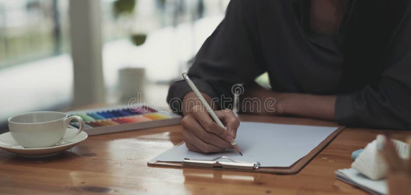 Young Photographer and Graphic Designer at Work in Office. Stock Image ...