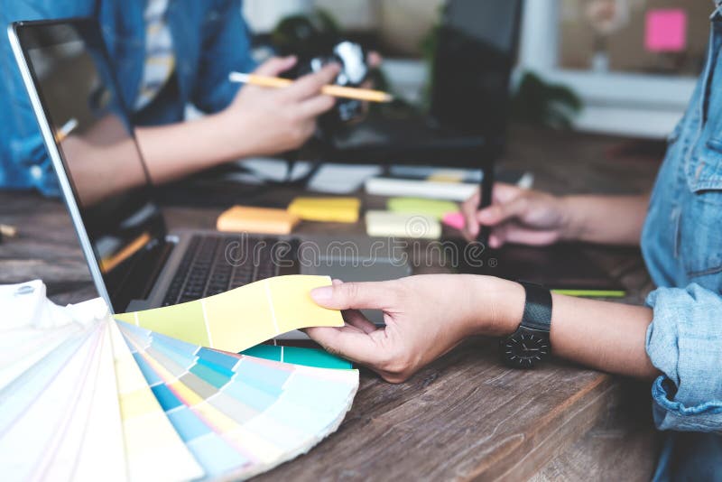 Young Photographer and Graphic Designer at Work in Studio Office Stock ...