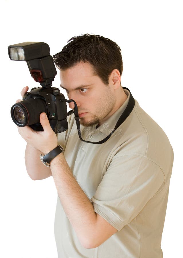 Young Photographer Taking a Photo Stock Photo - Image of posture ...