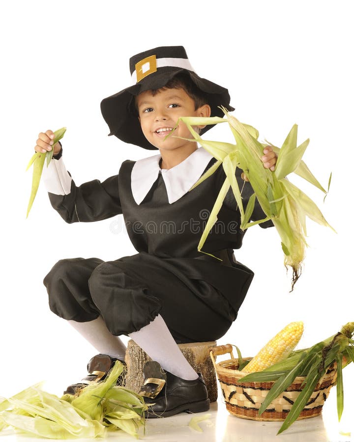 Pilgrim Corn-Holder stock image. Image of smile, young - 21520077