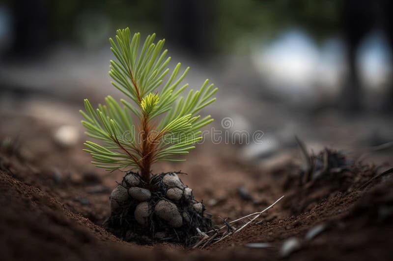 Young Pine Tree Seedling Illustration Generative Ai Stock Illustration ...