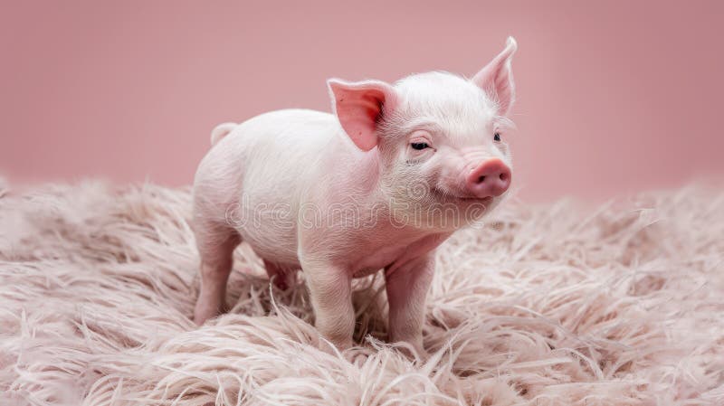 Young Pink Piglet Standing Upright with Curious Expression Stock ...