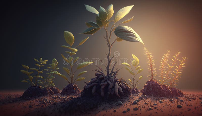 Young Plant Emerging from the Ground. Generative Ai Stock Photo - Image ...