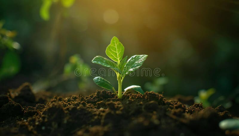 A Young Plant Emerging from the Ground. Progress and Evolution Concept ...