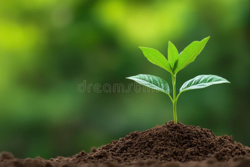Young Plant Emerging from Rich Soil Representing New Beginnings and ...