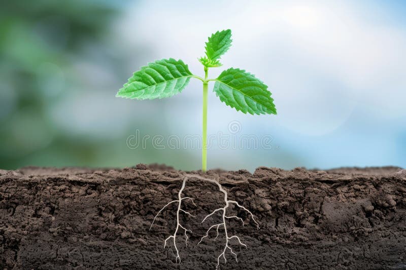 Young Plant Growing Showing Root Structure Stock Image - Image of soil ...