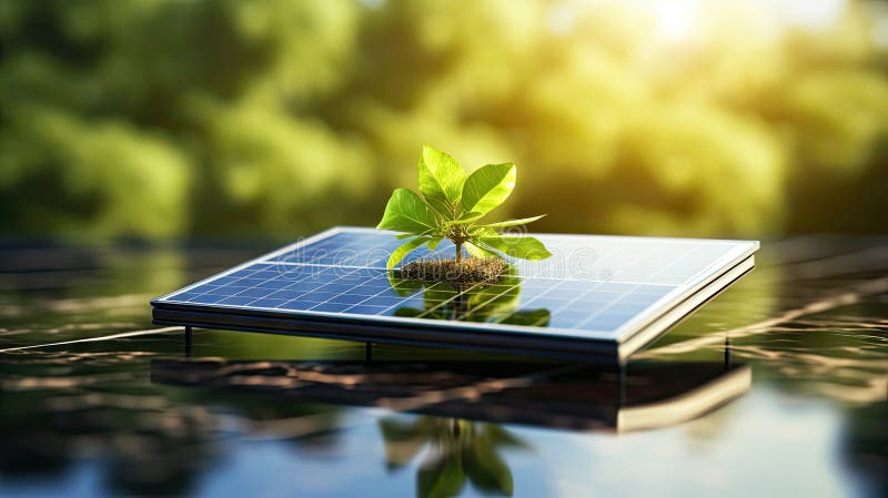 Young Plant Growing on a Solar Panel, Renewable Energy and ...