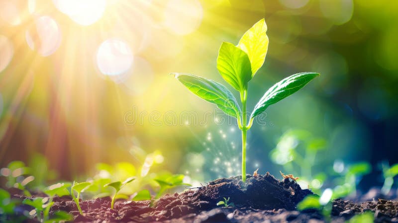 A Young Plant Growing in Sunlight. Concept of Environmental and ...