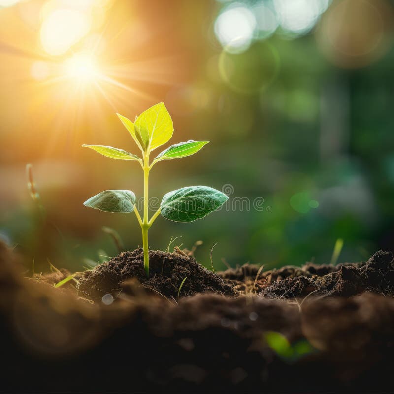 Young Plant Growing in Sunlight Stock Illustration - Illustration of ...