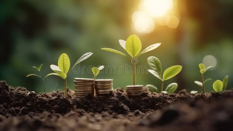 Young Plant Growing in Sunlight, Money Growth Concept Stock ...