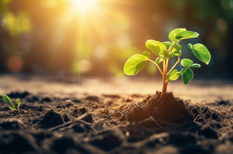 Young Plant Growing in Sunlight: a Small Sprout Emerging from the ...