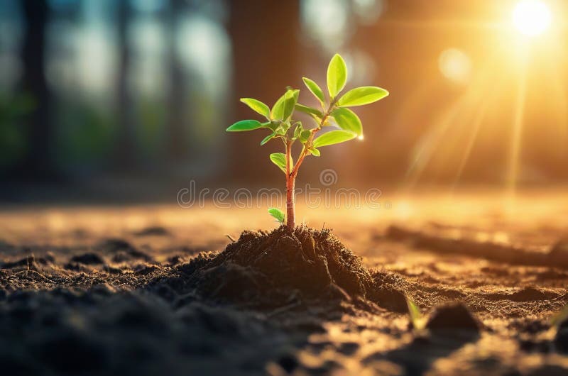 Young Plant Growing in Sunlight: a Small Sprout Emerging from the ...