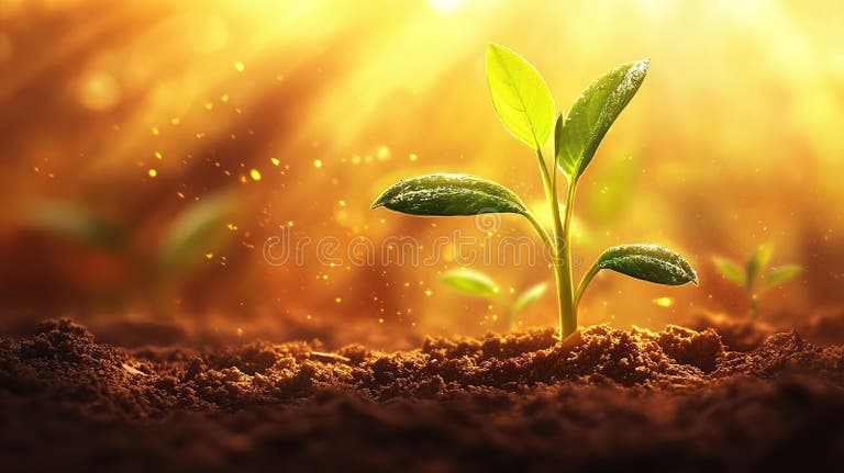 Young Plant Seedling Growing in Sunlight. (1 Stock Photo - Image of ...
