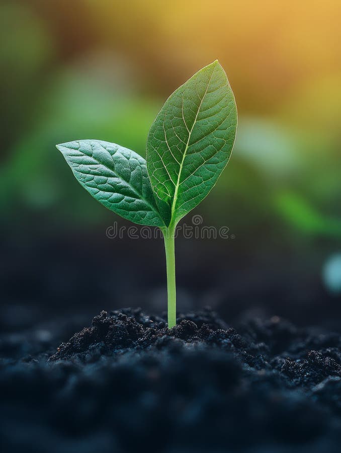 A Young Plant Seedling Sprouting from the Soil. Stock Photo - Image of ...