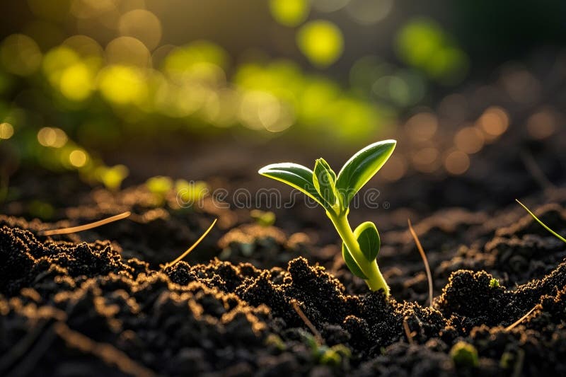Young Plant Springing Up Out of the Soil Stock Photo - Image of tree ...