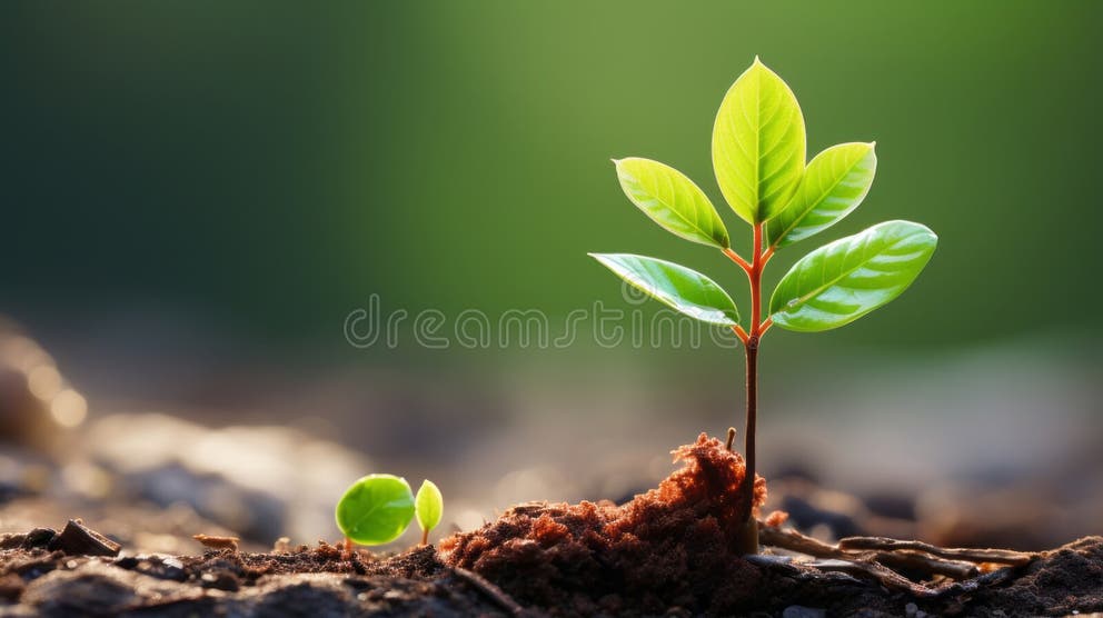 A Young Plant Sprouting from the Ground Stock Illustration ...