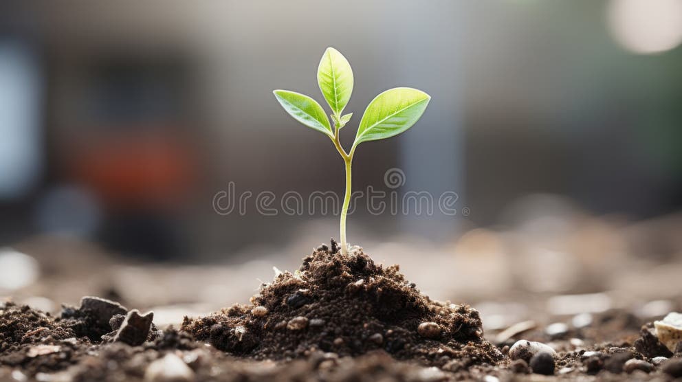 A Young Plant Sprouting from the Ground Stock Illustration ...