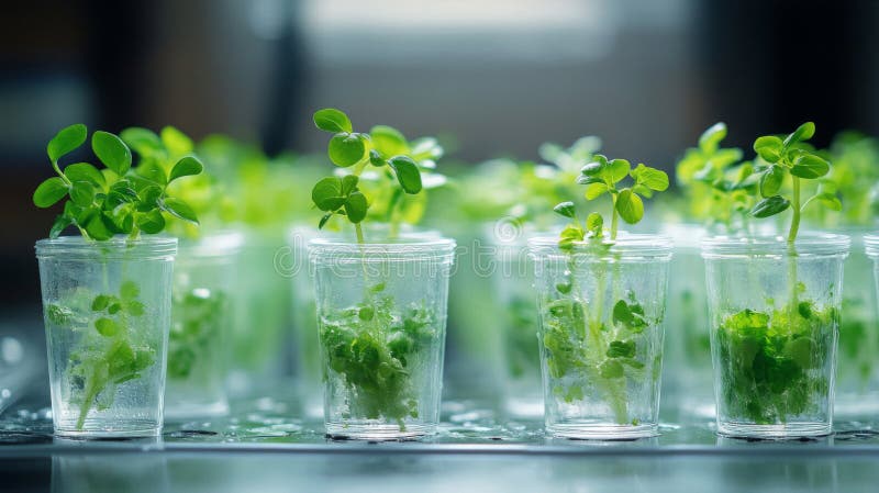 Young Plants Growing in Laboratory Setting Stock Illustration ...