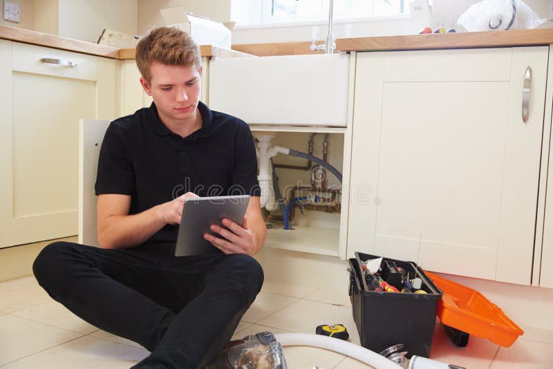 Plumbing Equipment on House Plans Stock Image - Image of overhead ...