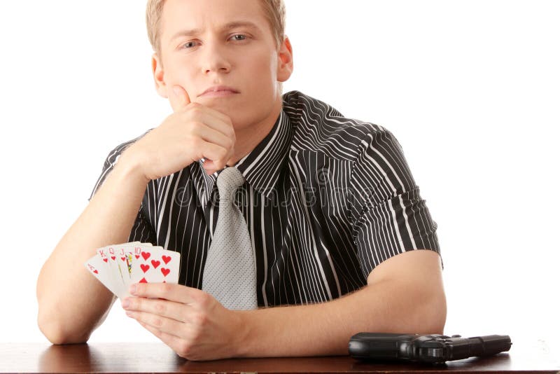 Young Poker Player with Gun Stock Image - Image of business, burglar ...