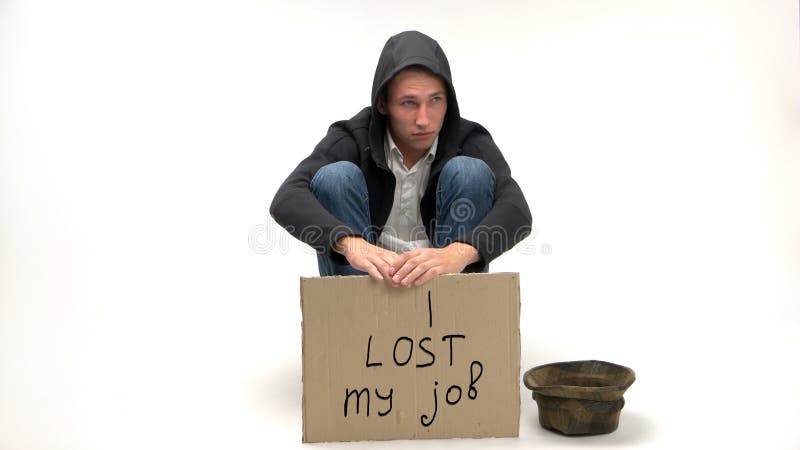 Young Poor Man Lost His Job And Begs Money Stock Image Image Of