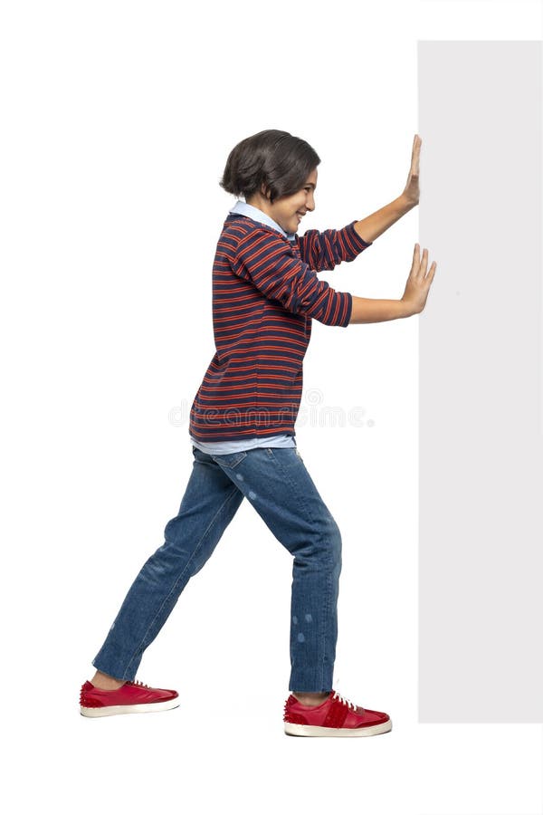 Pushing wall stock photo. Image of move, pupil, people - 5865764