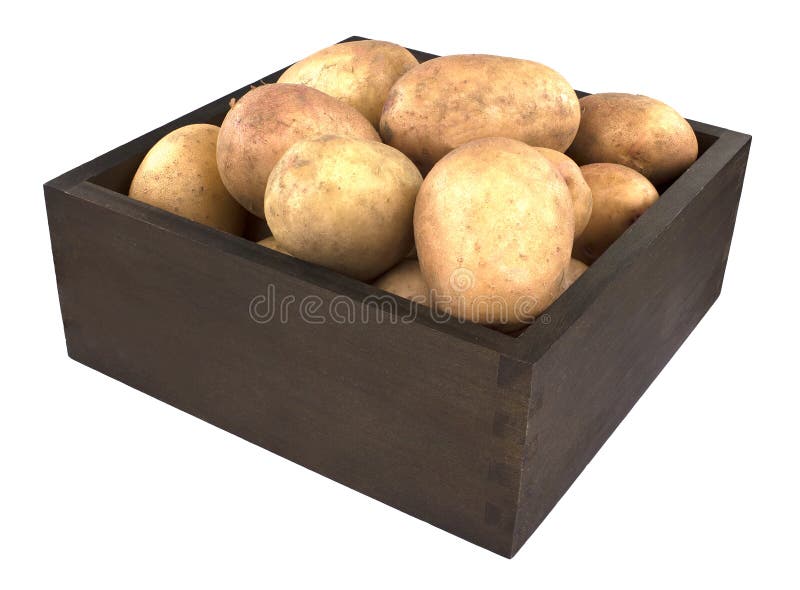 Young Potato in a Box Isolated on White Background Stock Image - Image ...