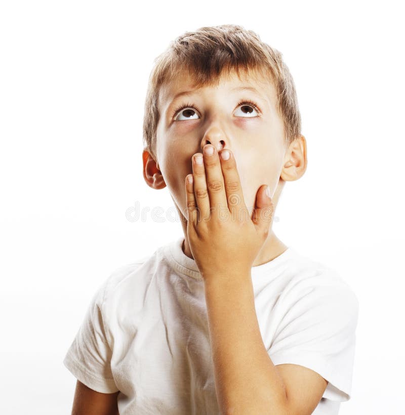 Young Pretty Boy Wondering Face Isolated Gesture Close Up Stock Image ...