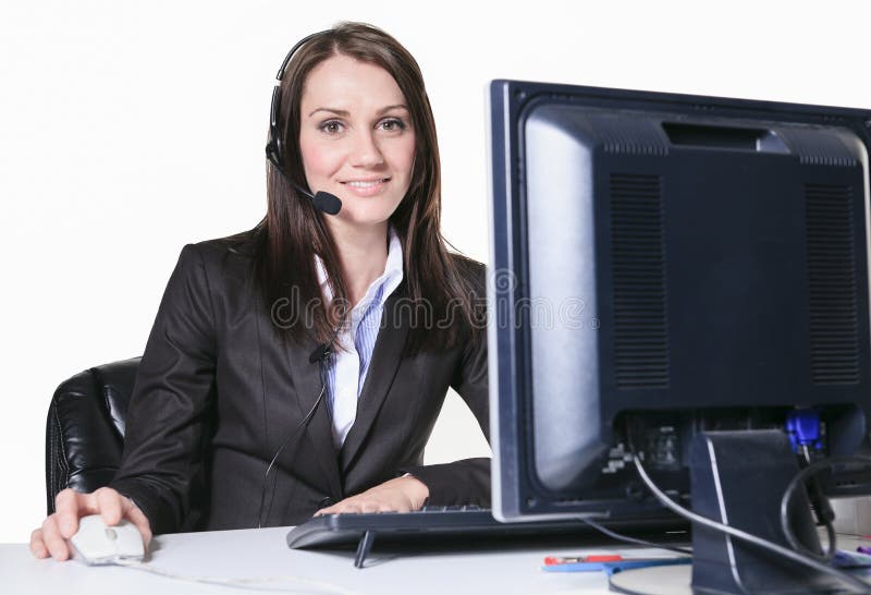 Young Pretty Business Woman with Computer in the Stock Photo - Image of ...