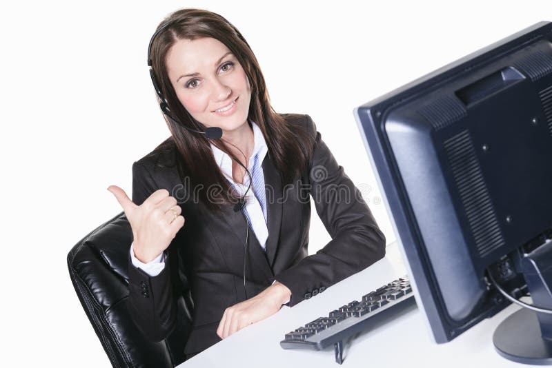 Young Pretty Business Woman with Computer in the Stock Image - Image of ...