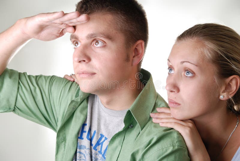 A Girl and a Guy Looking Surprisely at Each Other Stock Image - Image ...