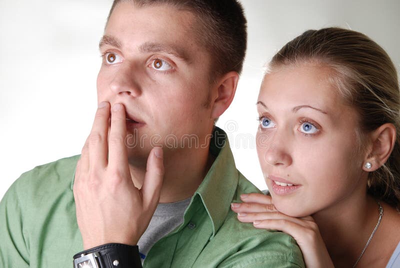 A Girl and a Guy Looking Surprisely at Each Other Stock Image - Image ...