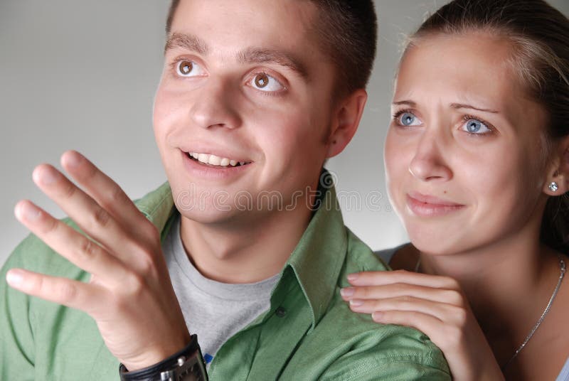 A Girl and a Guy Looking Surprisely at Each Other Stock Image - Image ...