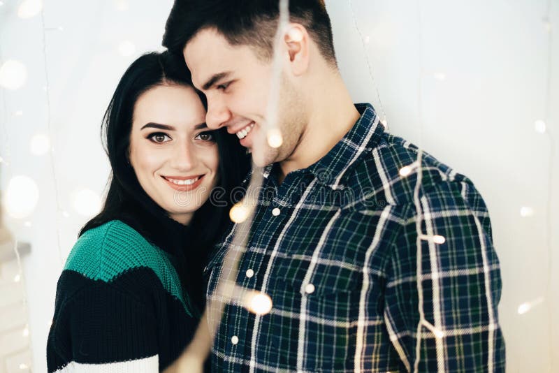 Young Pretty Couple Spend Time Together at Cozy Home Stock Image ...