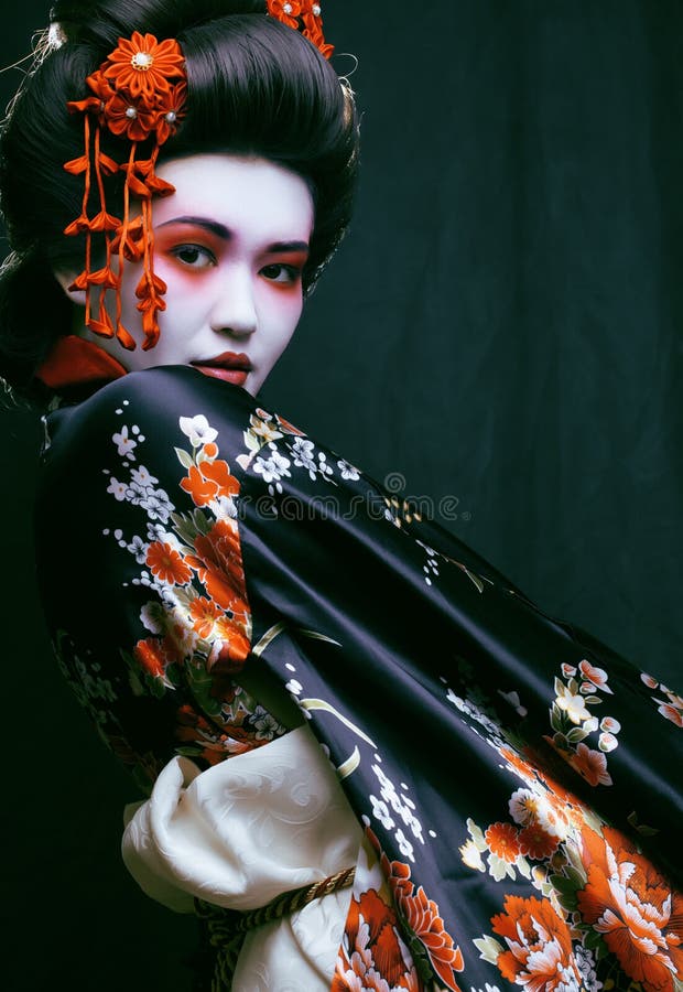 Young Pretty Geisha in Kimono Stock Image - Image of beautiful, concept ...