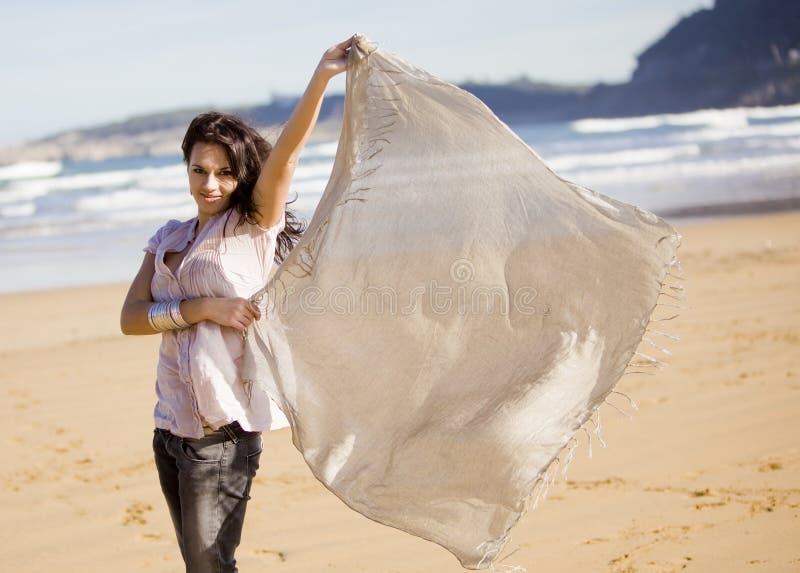 Young pretty girl beach stock photo. Image of relaxation - 12597914