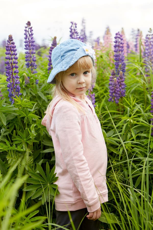 Young Pretty Girl Child Outdoors Stock Photo - Image of blue, mood ...