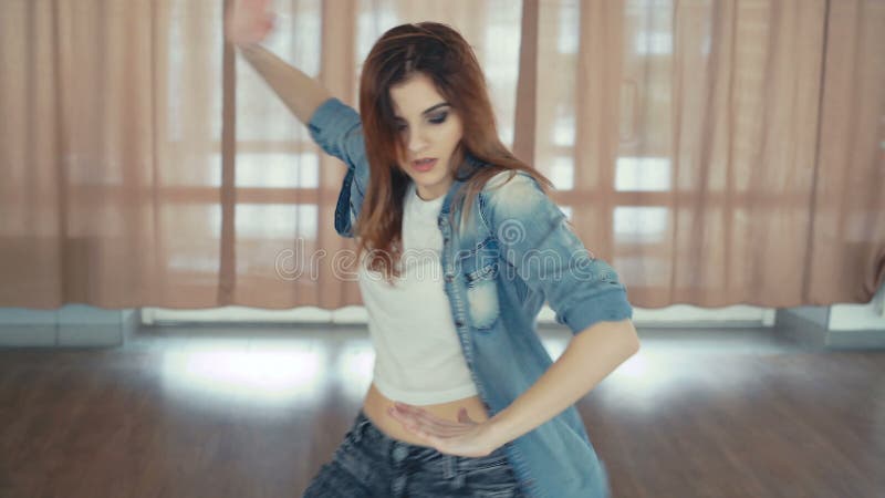 Young Pretty Girl Dancing Hip-hop in Dance Studio in 4K Stock Video ...