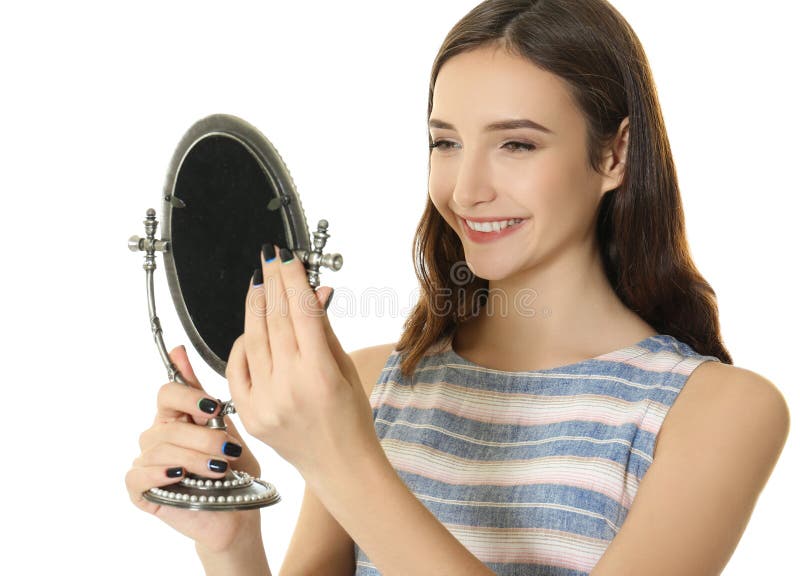 Young Pretty Girl Looking in Mirror Stock Image - Image of natural ... Young Pretty Girl Looking in Mirror Stock Image - Image of natural ...