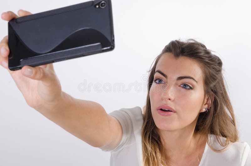 Young Pretty Girl Making a Selfie Stock Image - Image of beautiful ...