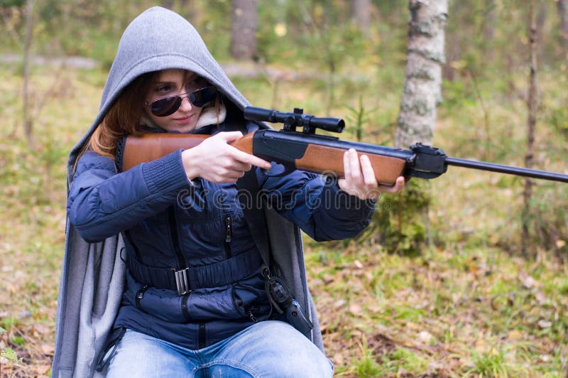 Young Pretty Girl with Rifle Stock Image - Image of camouflage, pretty ...