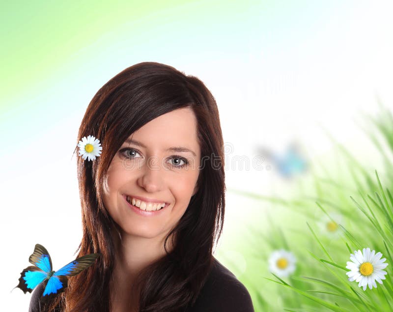 Young Pretty Girl in Spring Nature Stock Photo - Image of caucasian ...