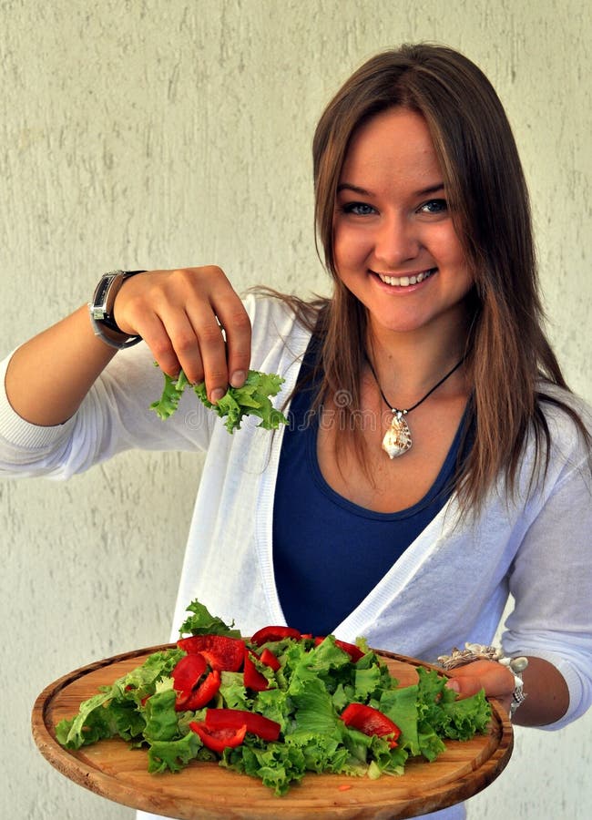 Young Pretty Russian Model with Healthy Food Stock Photo - Image of ...