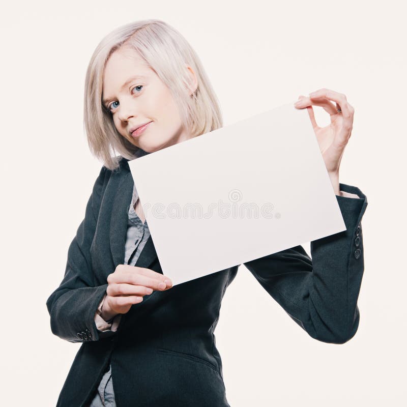 Young Pretty Student Hold a White Sheet of Paper Stock Image - Image of ...