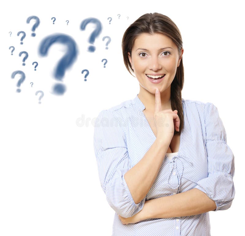 Young Pretty Woman with Question Marks Stock Image - Image of beauty ...
